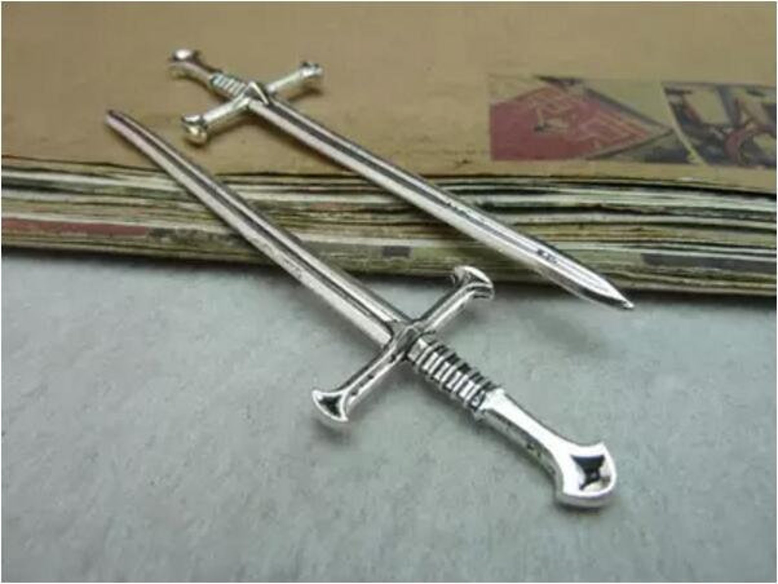 10pcs Sword Charms 25x88mm Antique Silver/bronze DIY Jewelry - Etsy