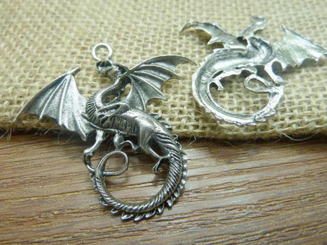 5pcs Flying Dragons Charms Pendant 47x43mm Antique Silver/antique ...