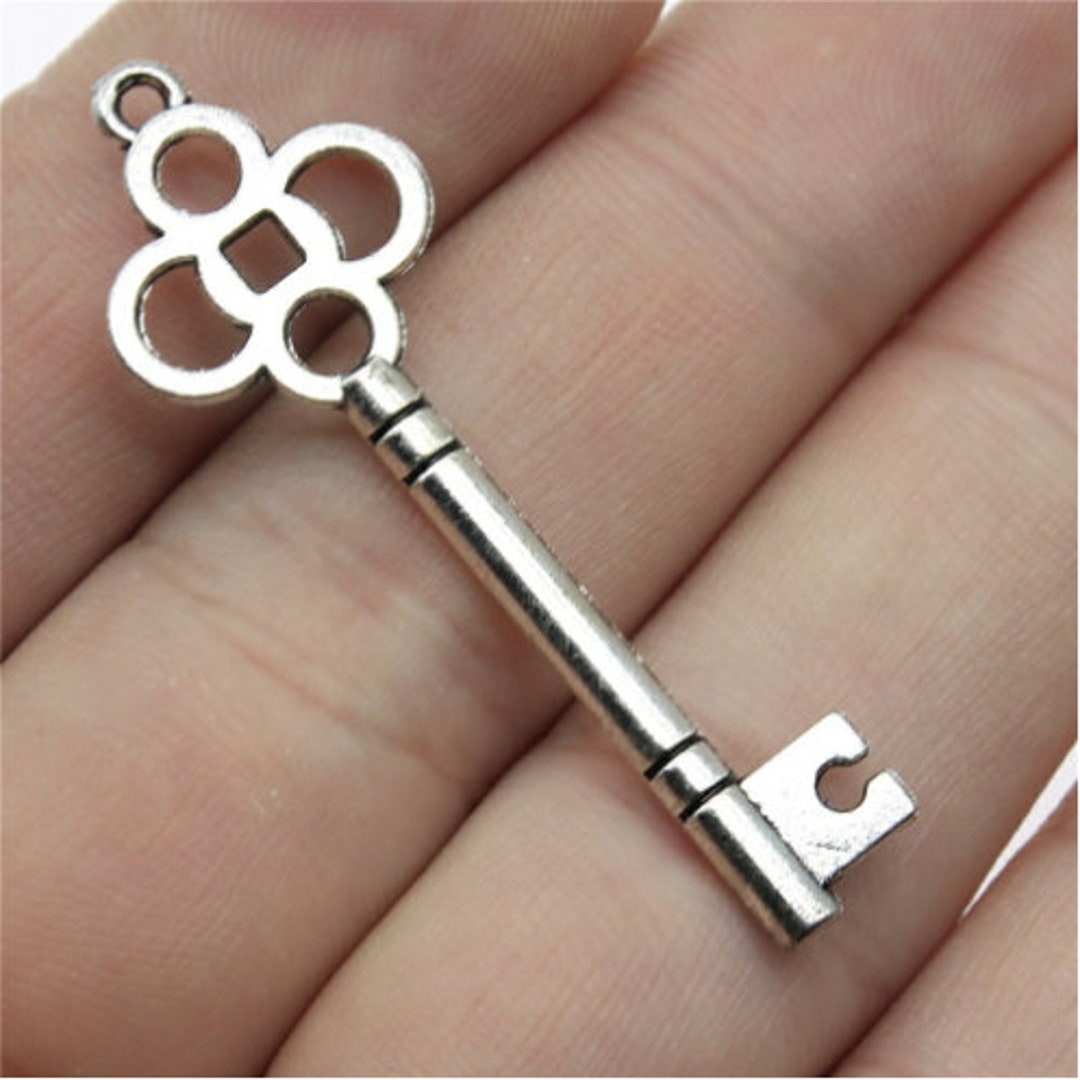 10pcs Treasure Box Key Charms Pendant---41x15mm Antique Silver/antique ...