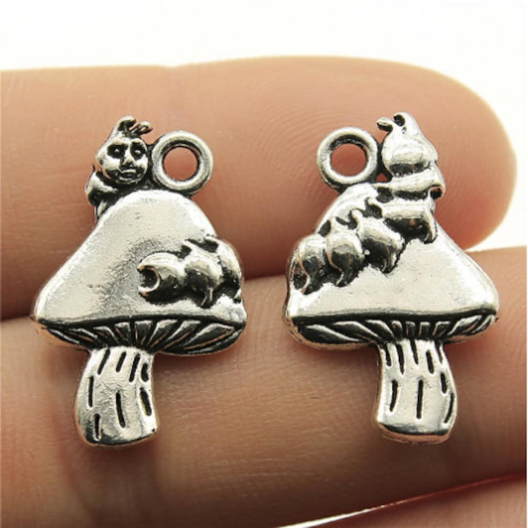 10pcs Centipede Climbing on the Mushroom 16x25mm Antique Silver/antique ...