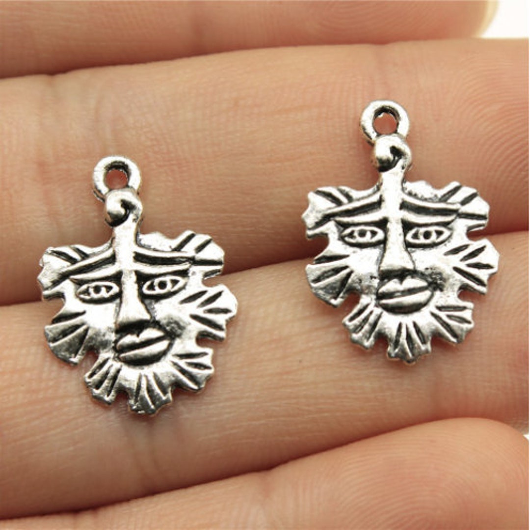 20pcs Green Man Leaf Charms Pendant---22x16mm Antique Silver DIY ...