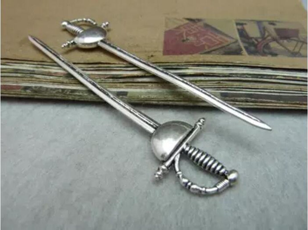 10pcs Rapier Charms Sword Accessories 25x85mm Antique Silver DIY ...