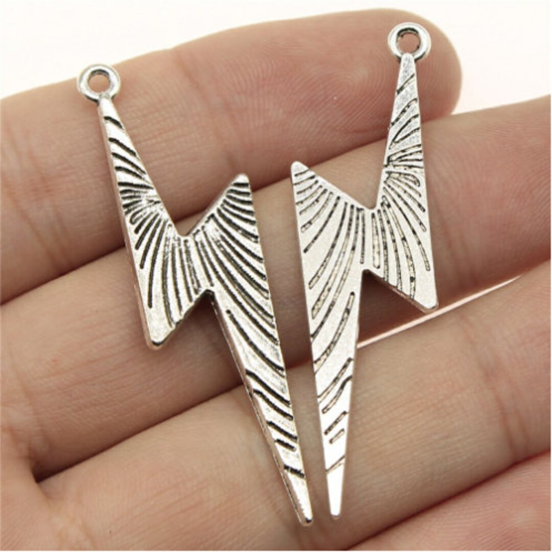 10pcs Lightning Charms Pendant---50x14mm Antique Silver DIY Jewelry ...