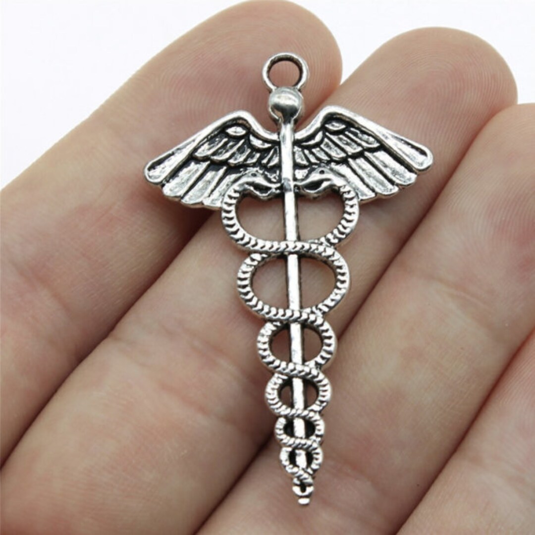 10PCS Double Snakes Scepter Charms Pendant---49x30mm Antique Silver DIY ...