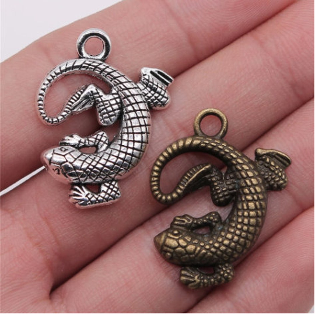 10pcs Lizard Charms Gecko Pendant 30x35mm Antique Silver/antique Bronze ...