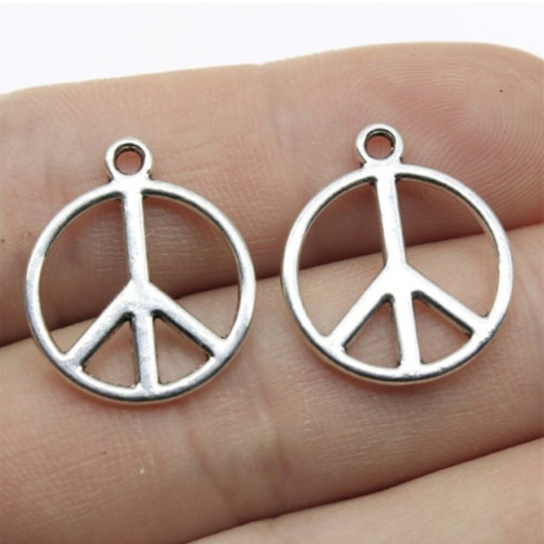 25pcs Peace Symbol Charms Pendant --- 21x17mm Antique Silver DIY ...