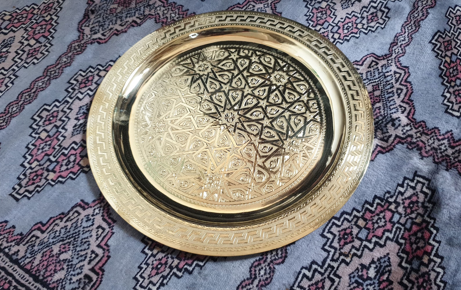 Moroccan Handmade Engraved Design Brass Tray - Moroccan Tea Serving ...
