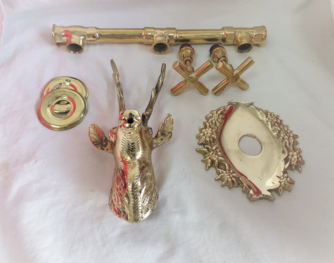 Brass the Deer Head Faucet With Two Cross Handles + Rough in Valve ...