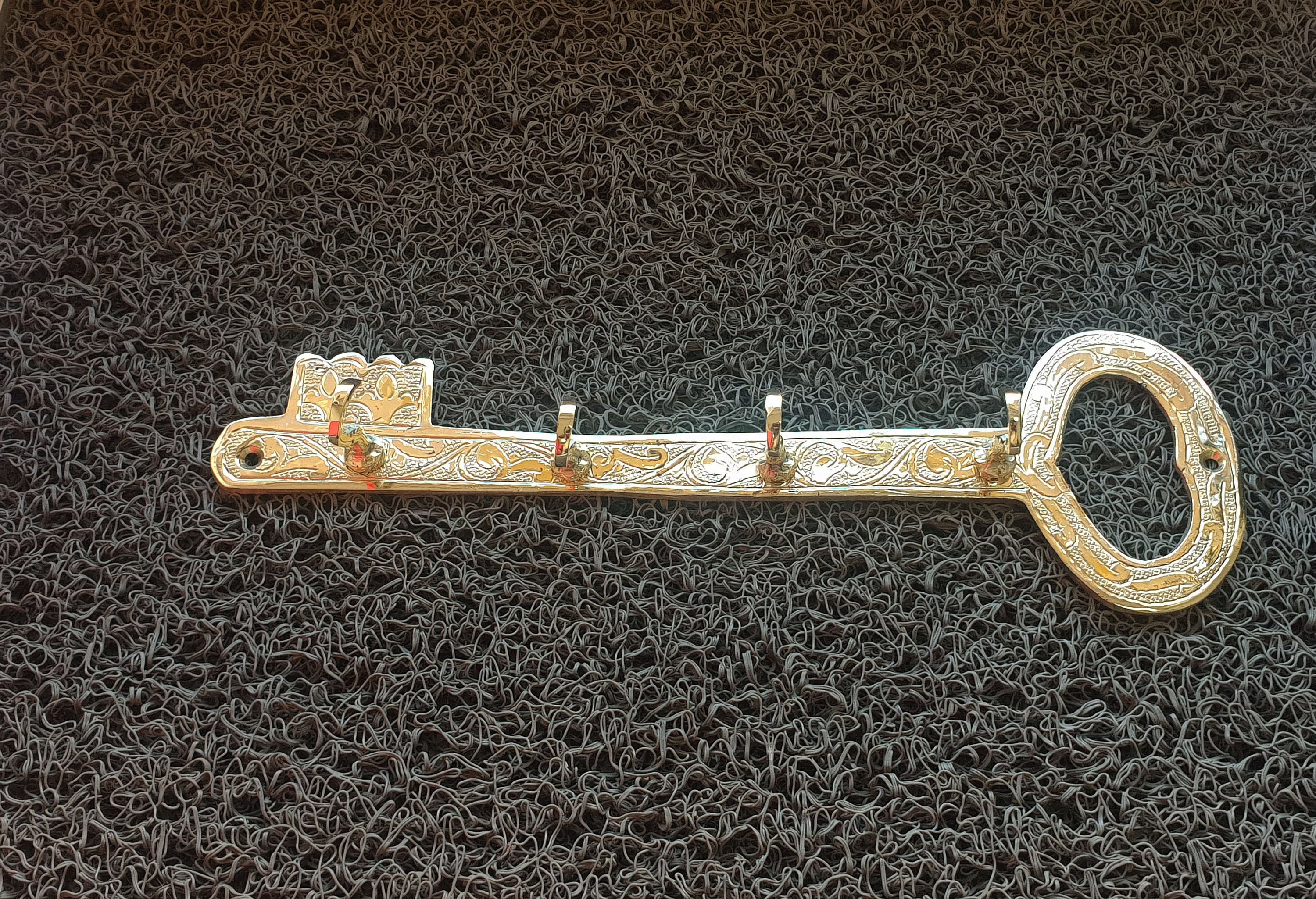 Large Moroccan Brass Engraved Brass Key Hook Large Wall Hook - Etsy