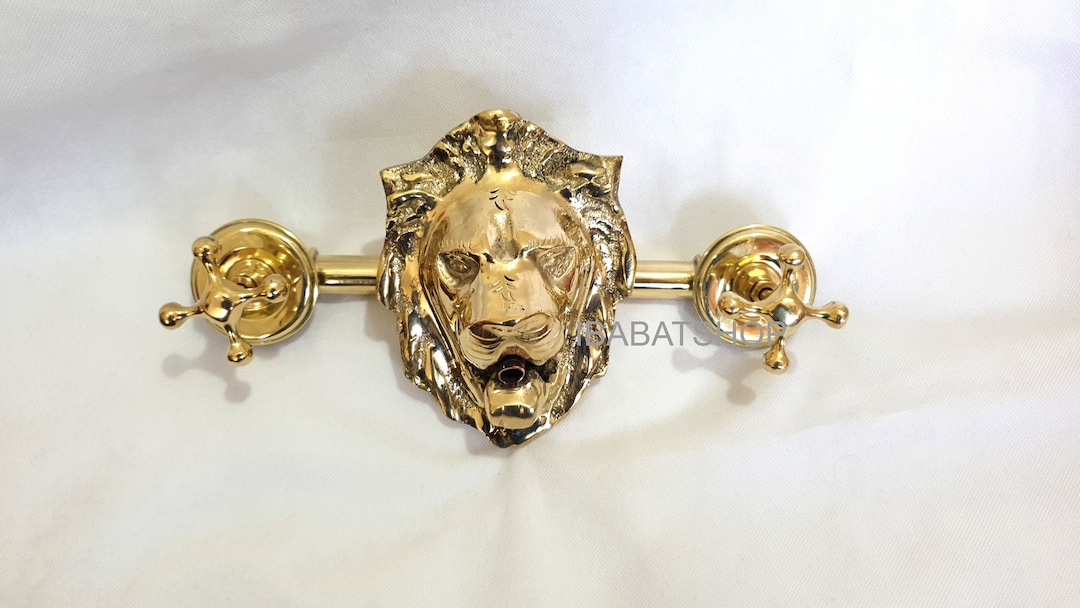 Brass Wall Mount Bathroom Faucet With Valve, Lion Head-shaped Faucet ...