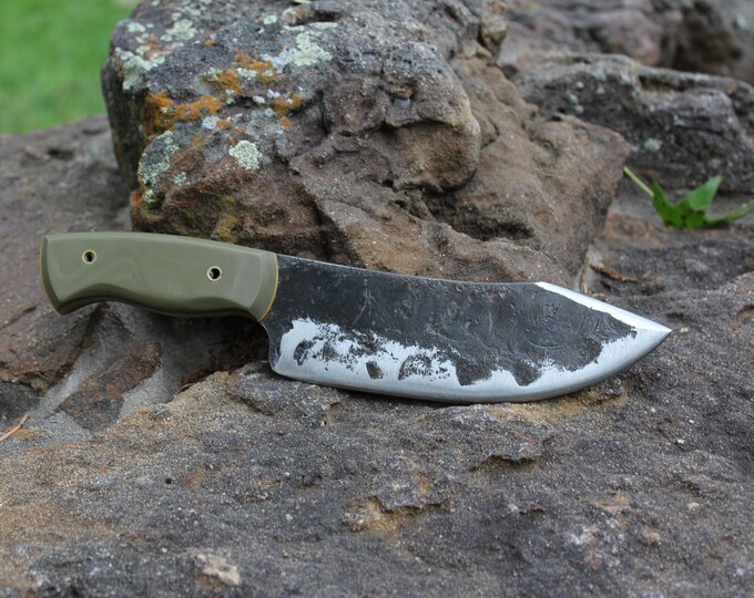 Forged Camp Chopper From High Carbon 1095 Steel and Green G10 - Etsy