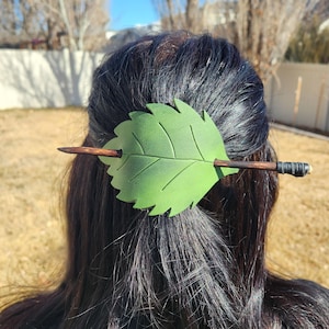 Handmade Elven Leaf Hair Pins – Real Wood and Leather – Maple, Oak, and ...