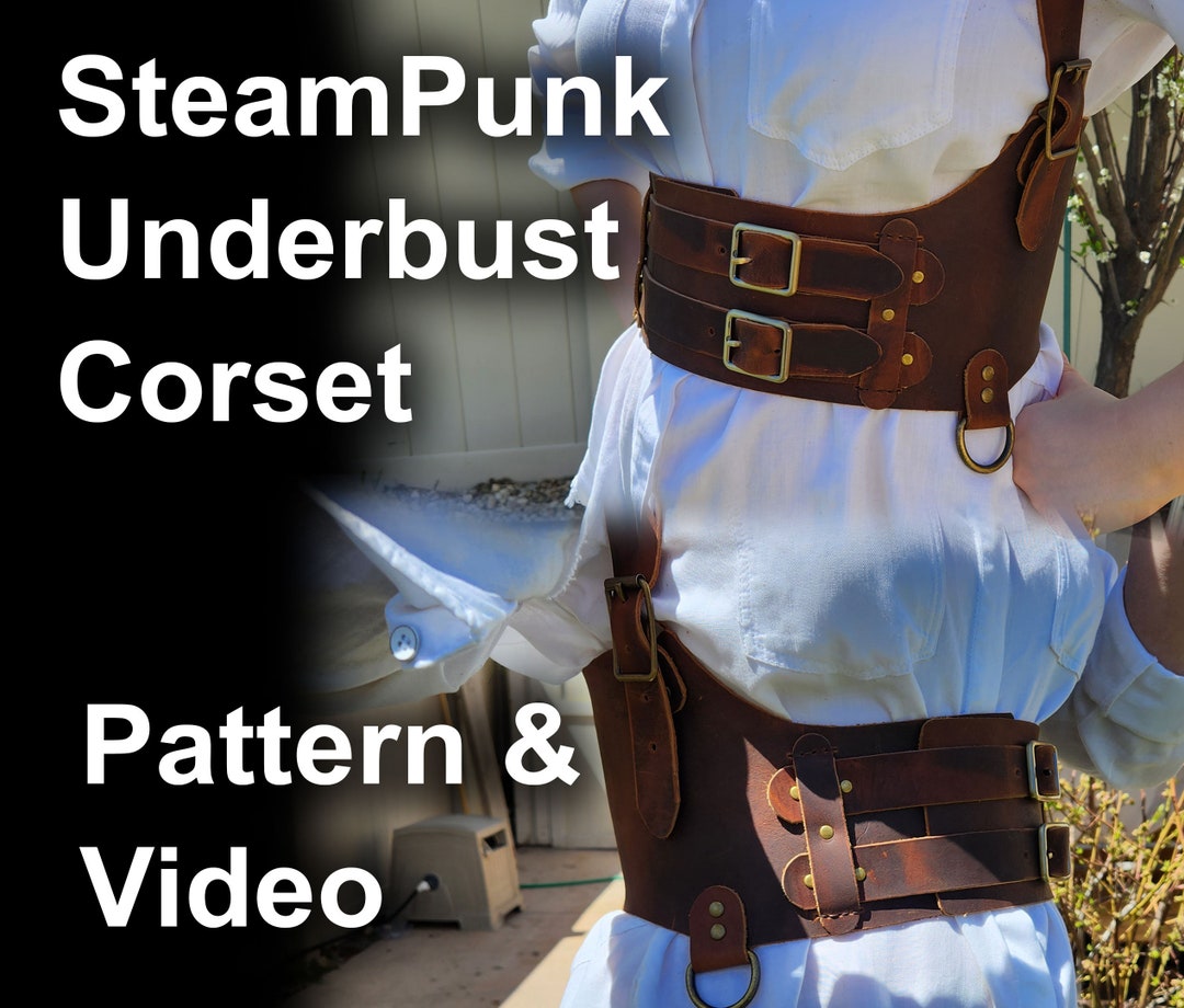 Steampunk Underbust Corset Pattern & Video - DIY PDF Corset Belt - Medieval Underbust Corset for ...