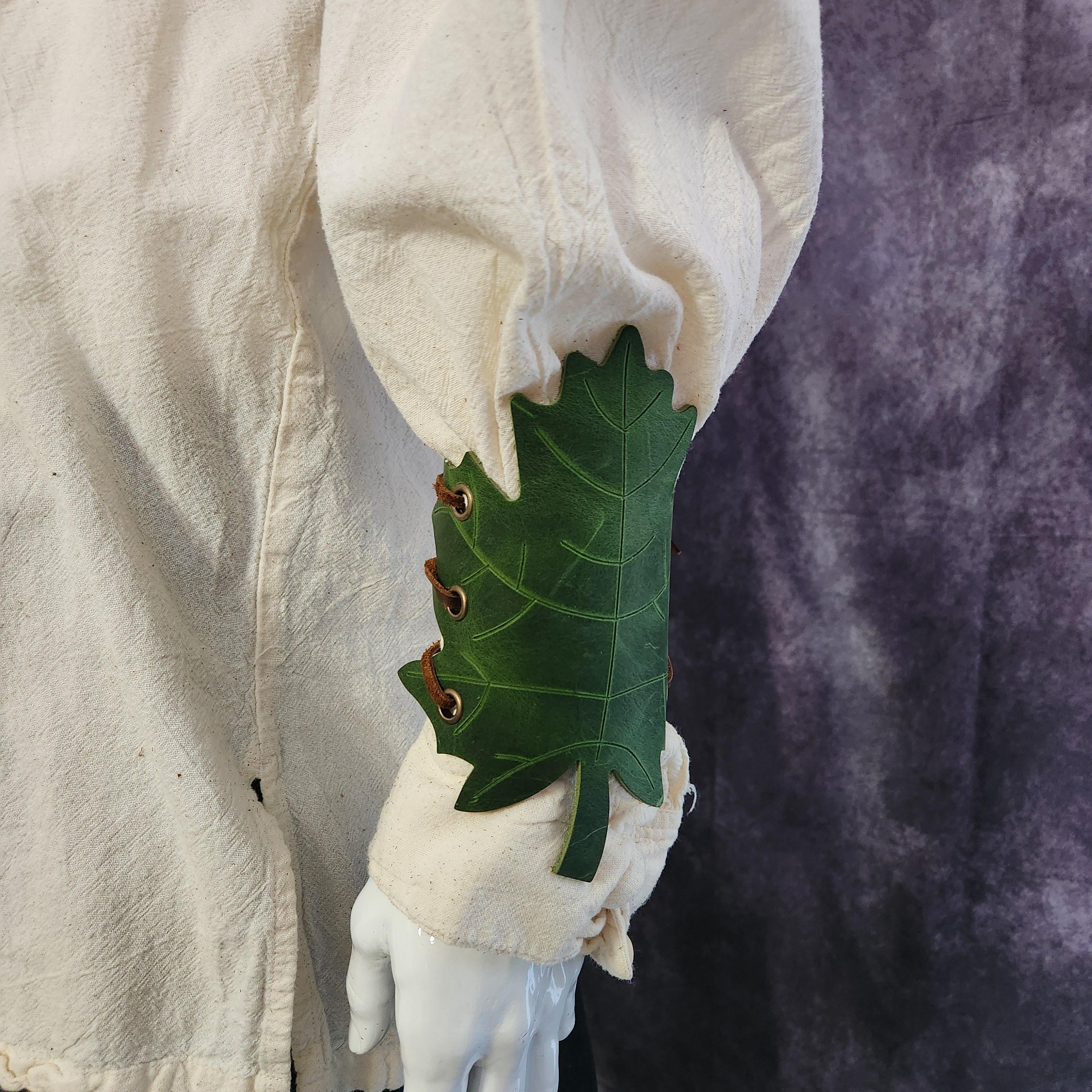 Fae Leaf Leather Wrist Bracers – Fairy Cuffs in 2 Sizes | Woodland Elf ...