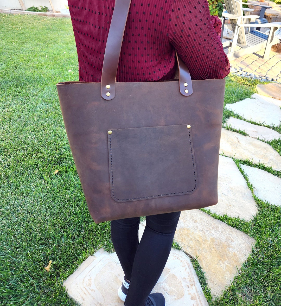Simple Leather Tote Bag - Full Grain Leather Everyday Tote , Tote Bag ...