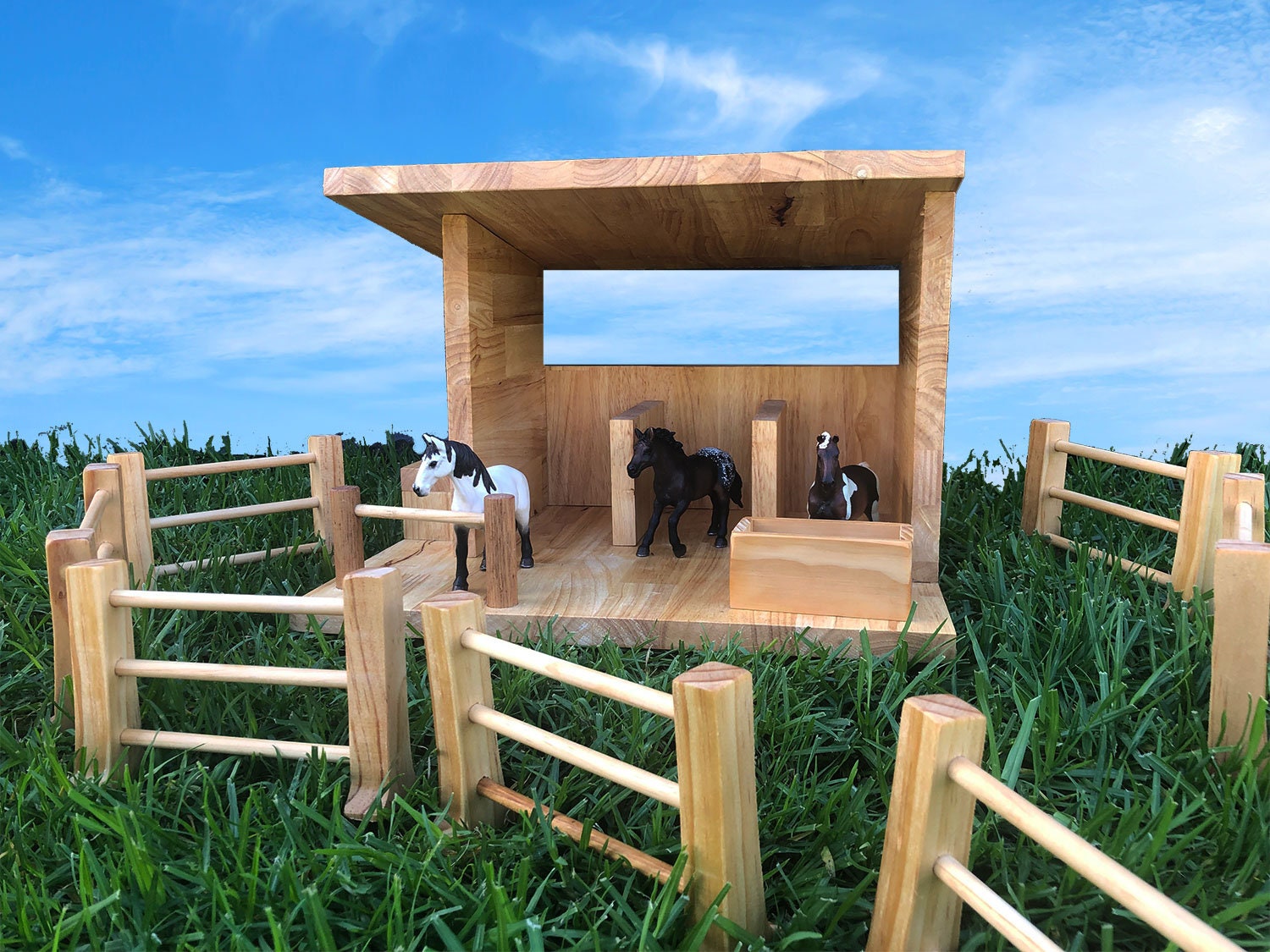 Wooden Horse Stable Fences and Trough - Etsy