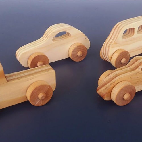 Set of 4 Mini Hardwood Cars - Etsy Canada
