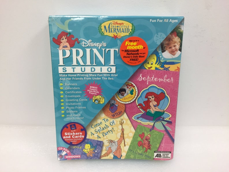 Disney Print Studio CD ROM Computer Software Vintage Sealed | Etsy