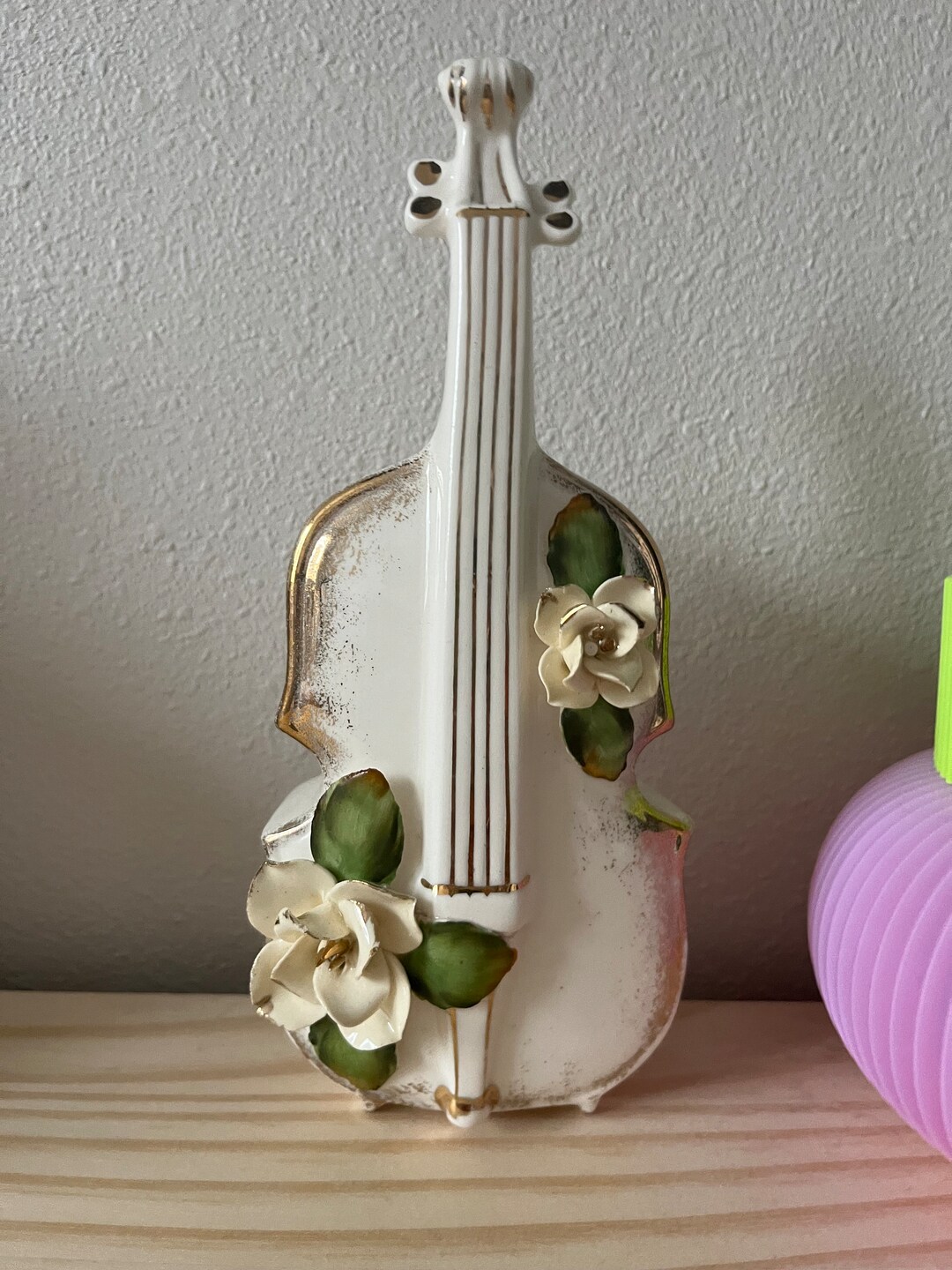 Vintage Lefton Ceramic Violin Wall Pocket Planter Vase - Etsy