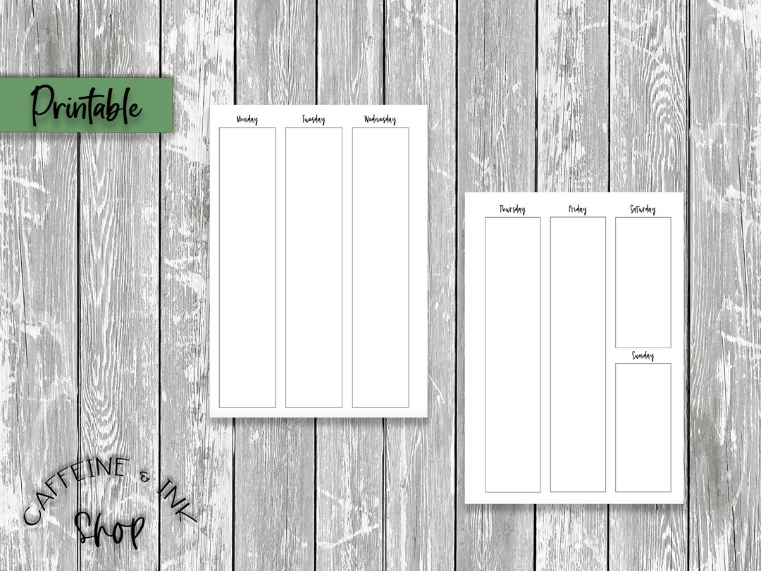 A5 Vertical Weekly Undated PRINTABLE Insert, Weekly Insert, Weekly ...
