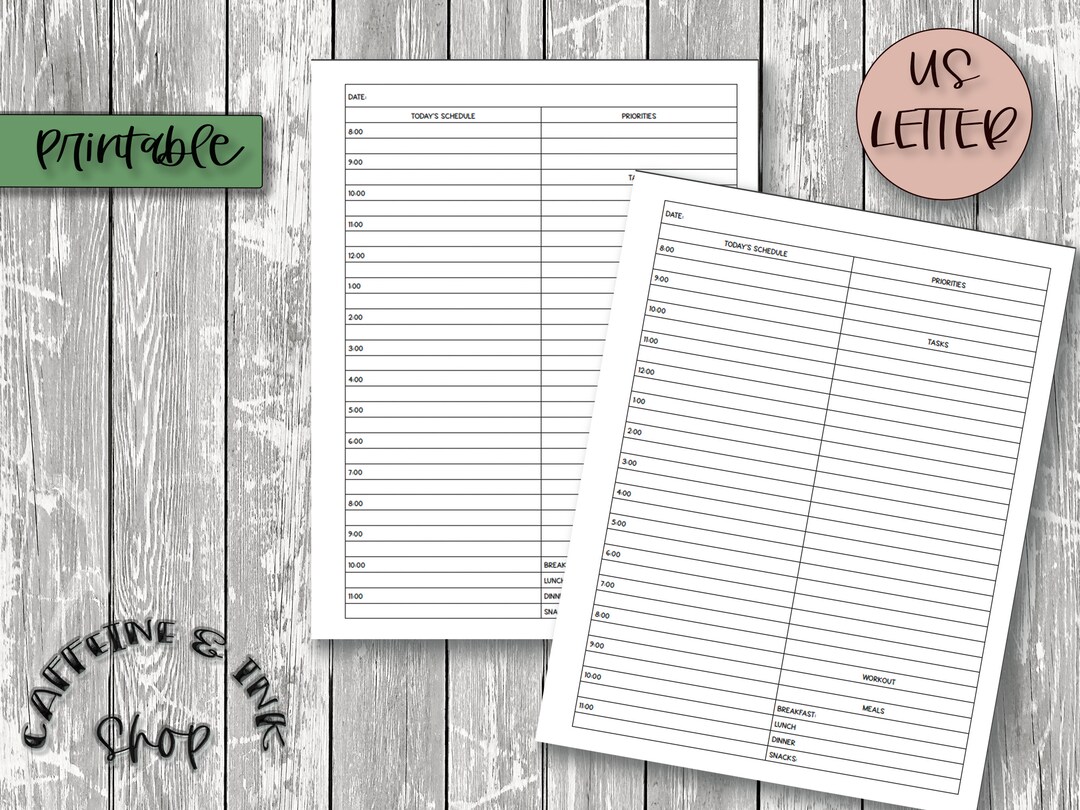 Daily Planner- US LETTER, Printable, Daily Planner, Undated Planner ...