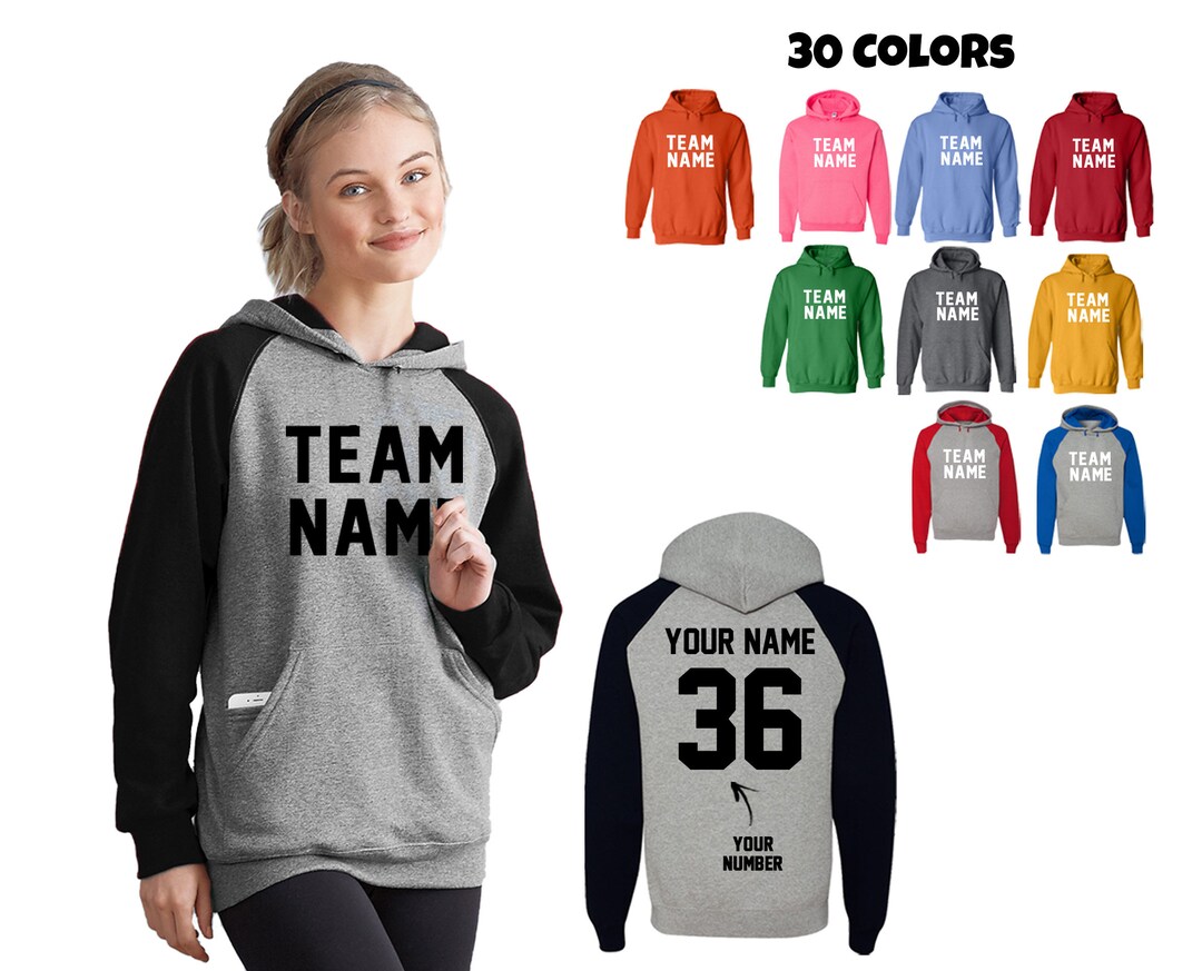 Custom Jersey Hoodies - Add Your Name & Number - Design Your Own Hooded ...