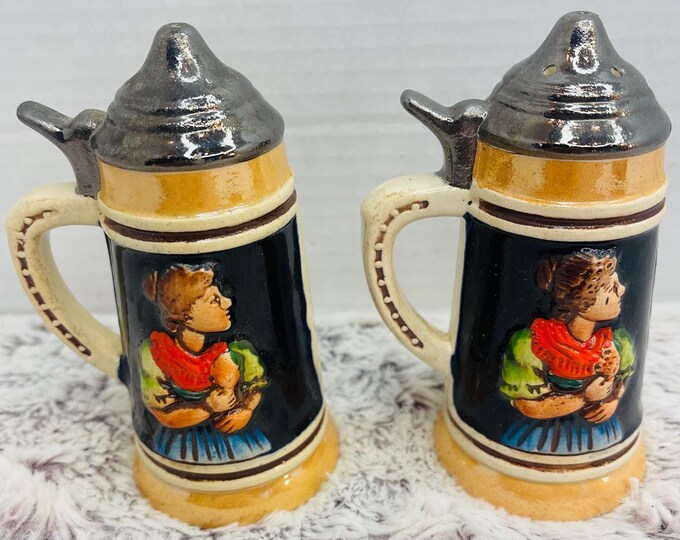 Ceramic German Steins Salt and Pepper Shakers Lusterware Vintage German ...