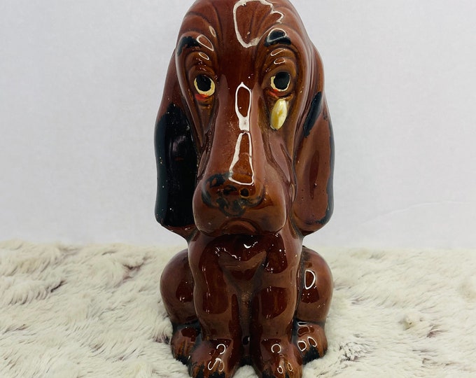 1970’s Enesco Basset Hound Bank Figure Japan Pottery Sad Faux Pearl ...
