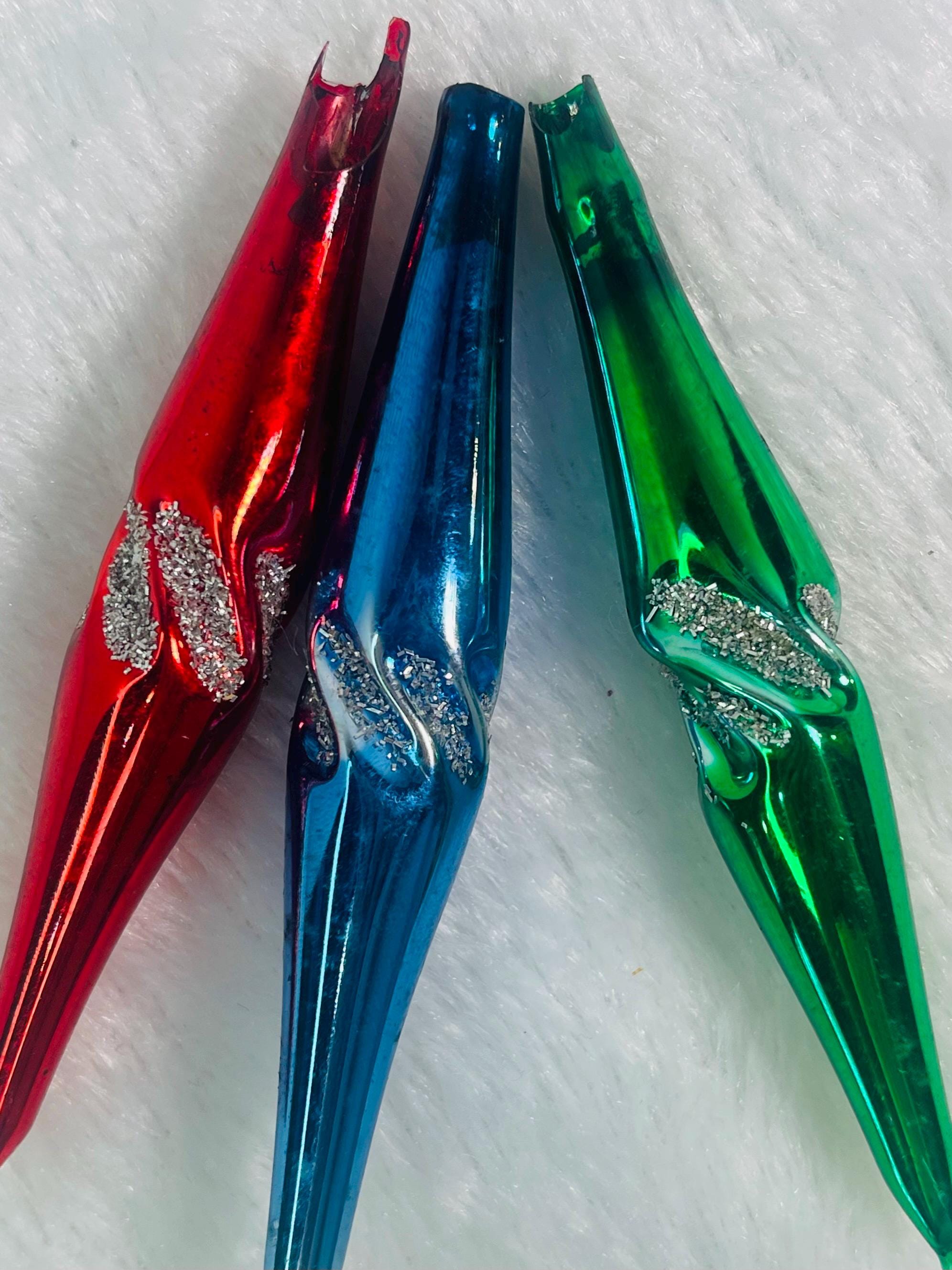 Vintage Glitter Icicle Ornaments, Japan Retro MCM Christmas Decor - Etsy