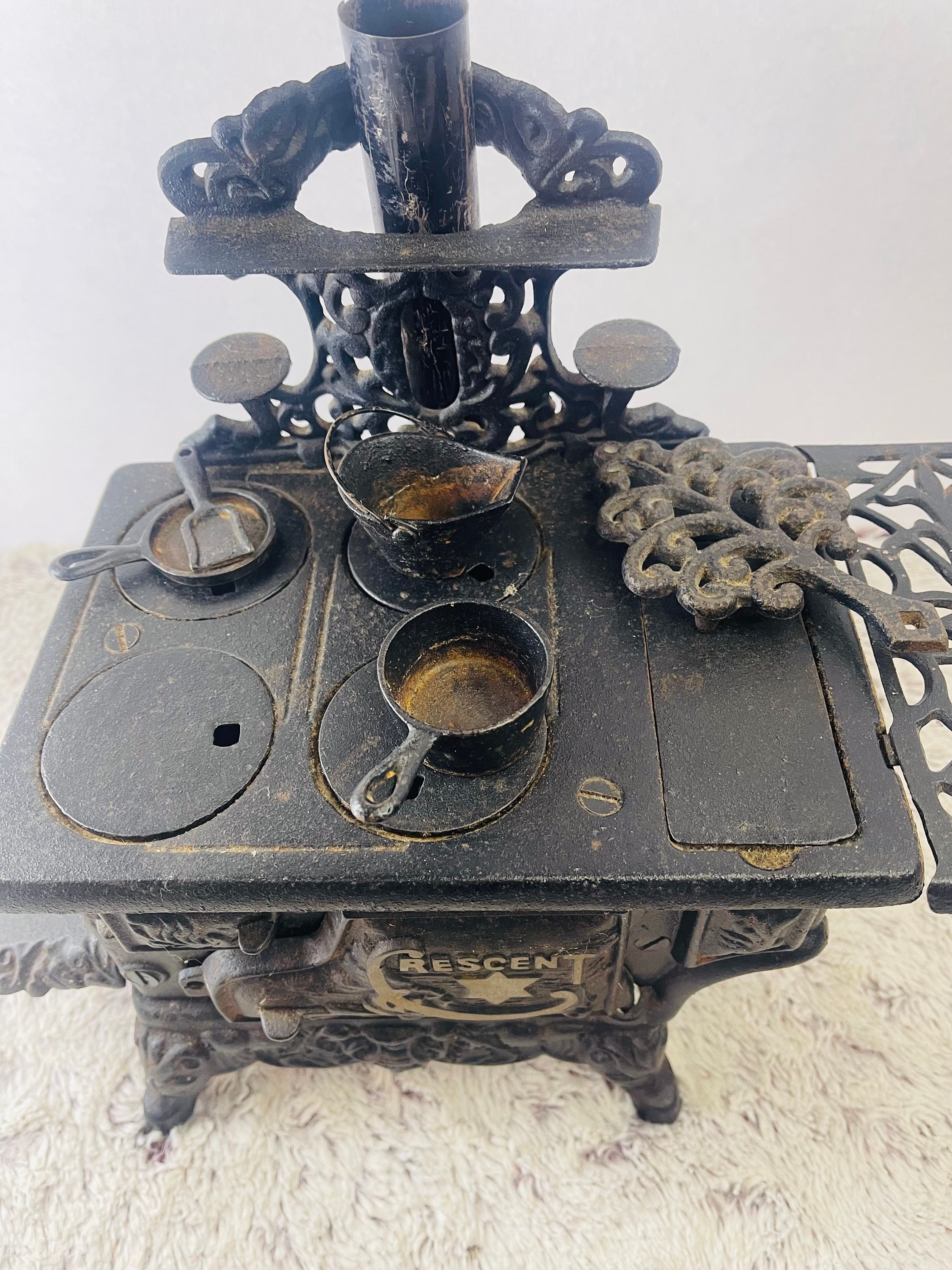Cast Iron Wood Stove Oven Replica Childrens Toy Vintage Kitchen ...