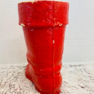 Vintage Christmas Paper Mache Santa Boot, Large German Nut Candy ...