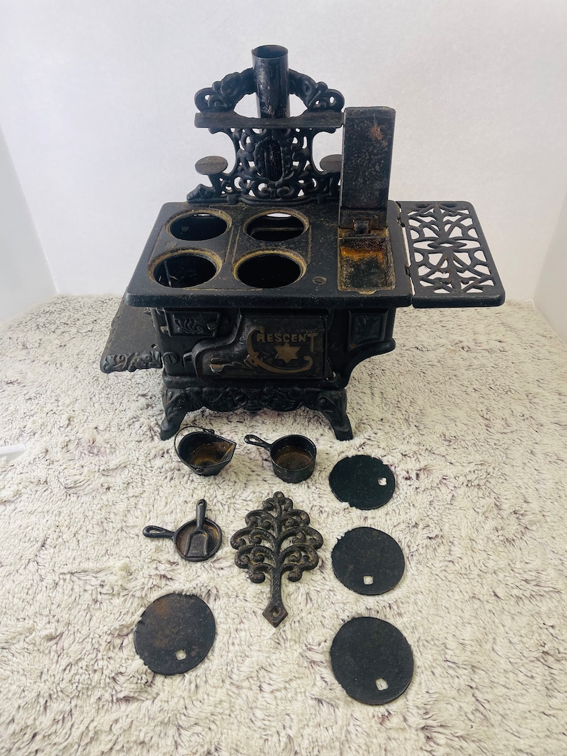 Cast Iron Wood Stove Oven Replica Childrens Toy Vintage Kitchen ...