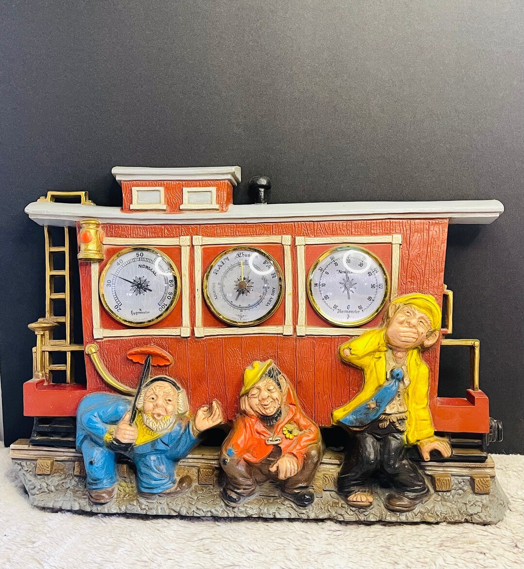 1975 New Haven Burwood Train Caboose Hobo Weather Station Barometer ...