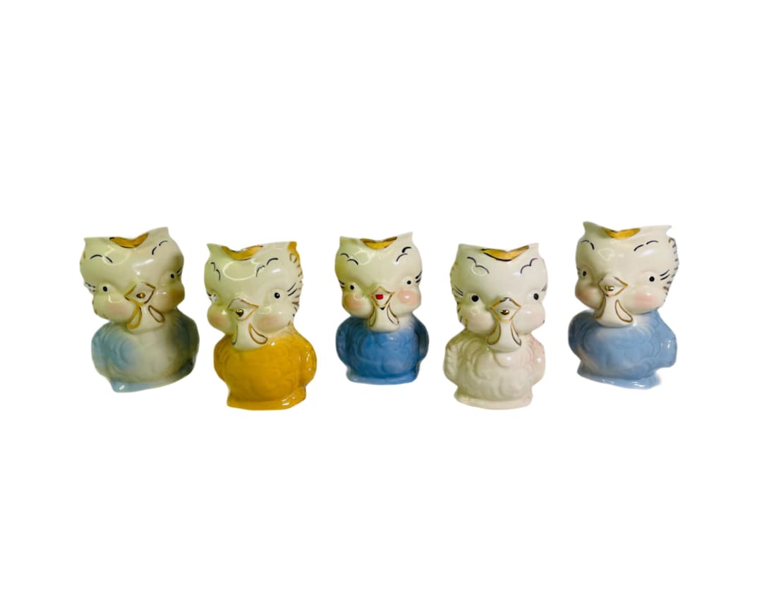 Shawnee Pottery Bird Pitcher Creamer USA Vintage Gold Blue Pink Yellow ...