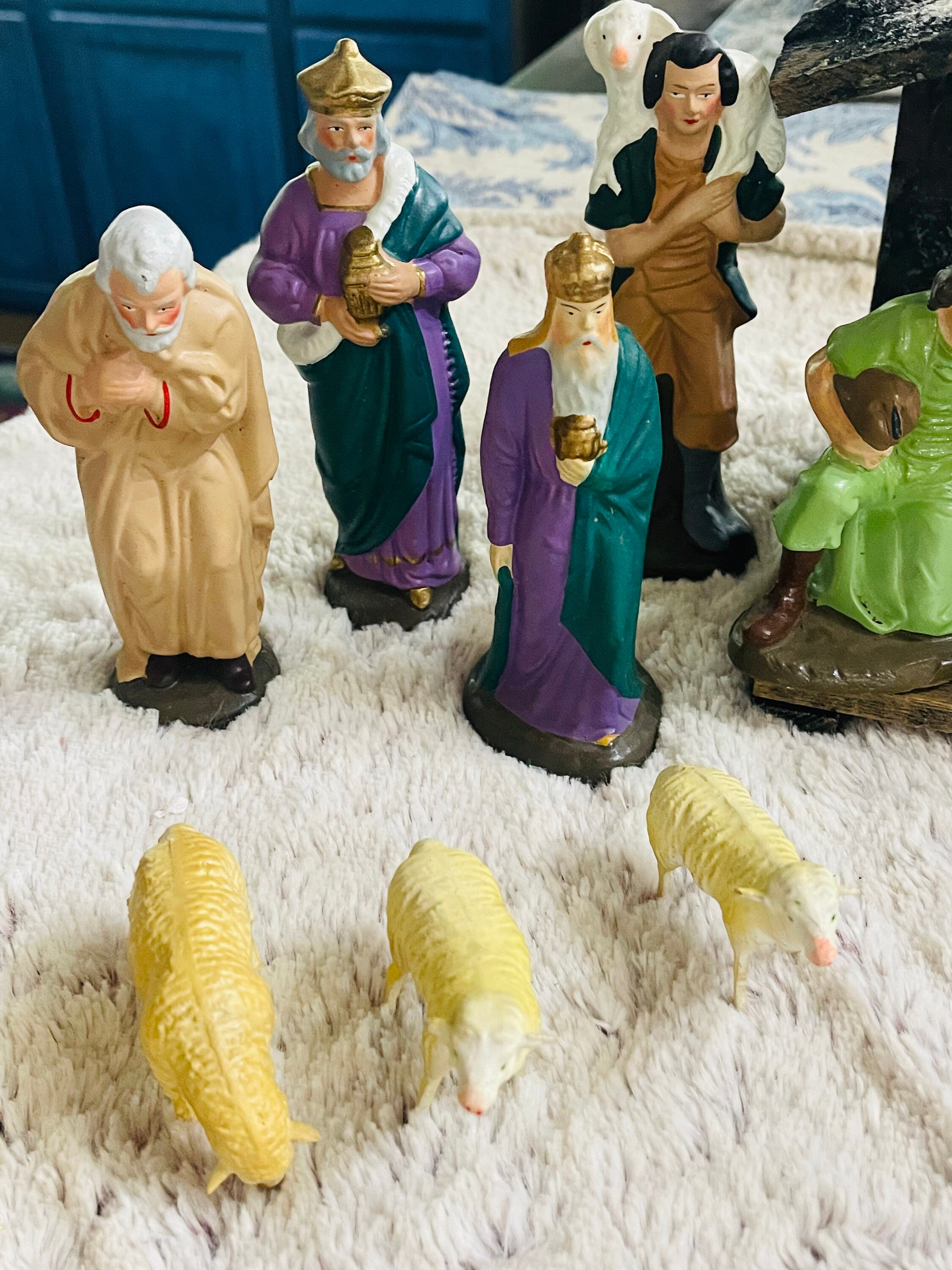1920s-1930s German Paper Mache/crèche Nativity Set With Wooden Stable ...