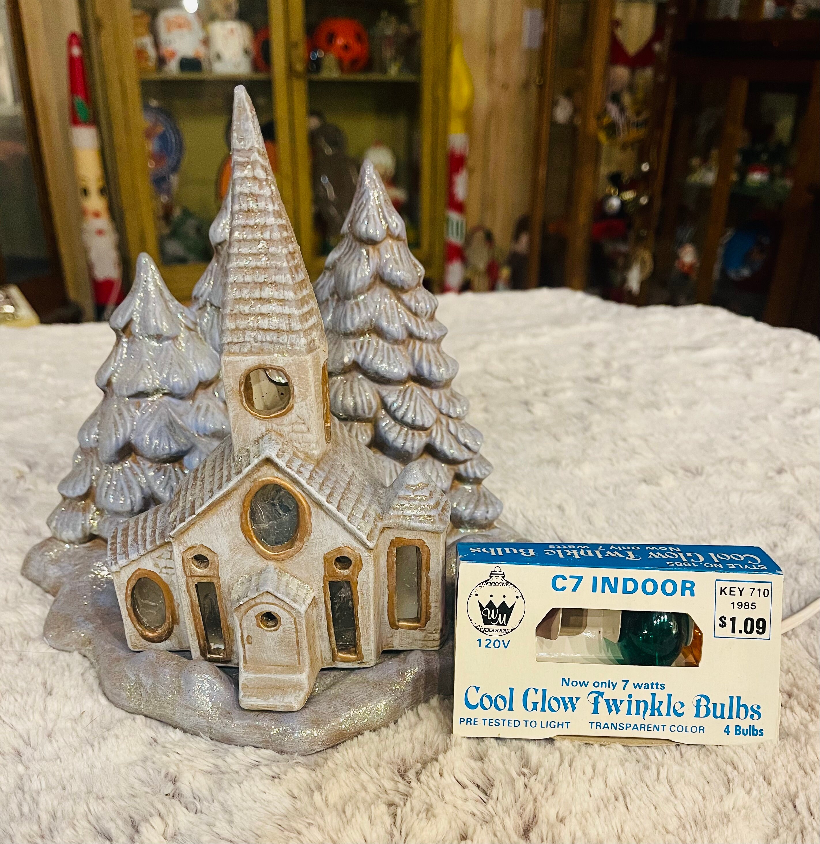 Lighted Church With Forest Background Ceramic Decoration - Etsy
