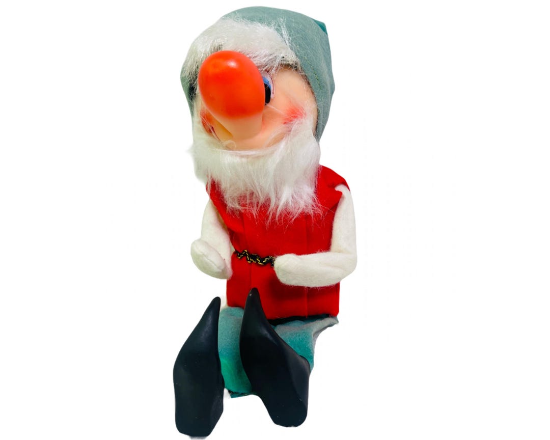 Long Nose Pixie Elf Posable Vintage Rubber Large Nose Shelf Sitter Big ...
