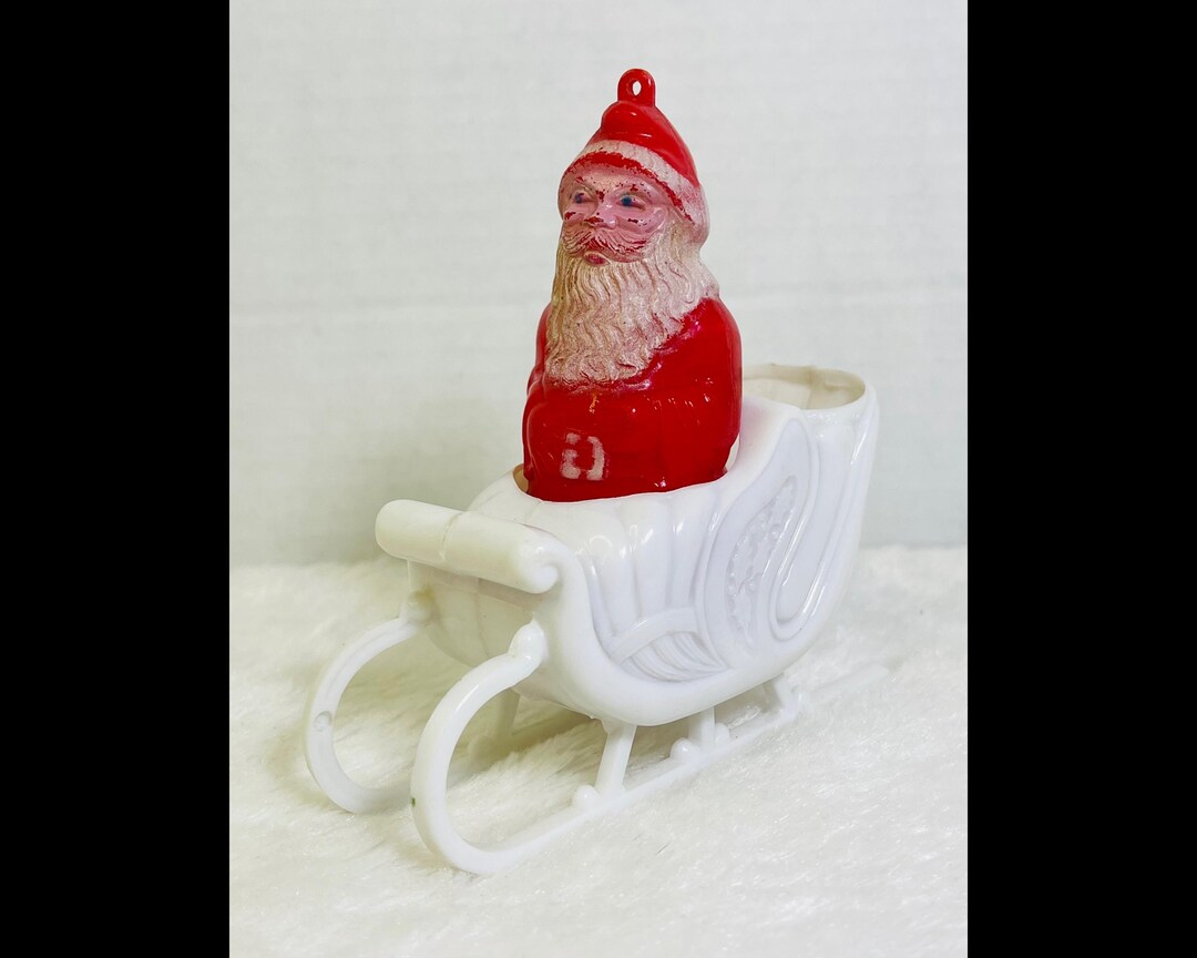 Vintage Rosbro Santa Sleigh Candy Holder MCM Rosen Rosbro Red Santa in ...