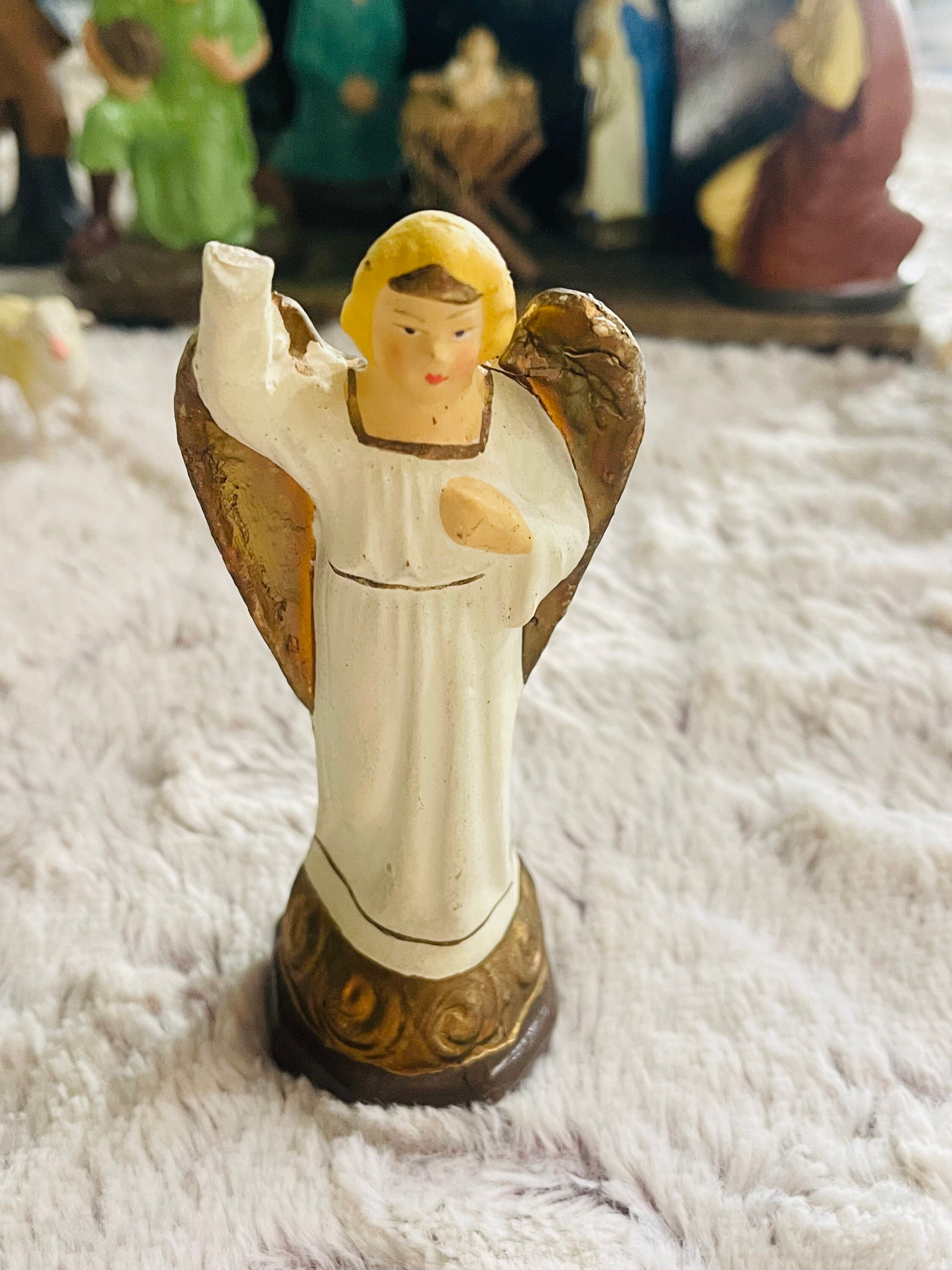 1920s-1930s German Paper Mache/crèche Nativity Set With Wooden Stable ...