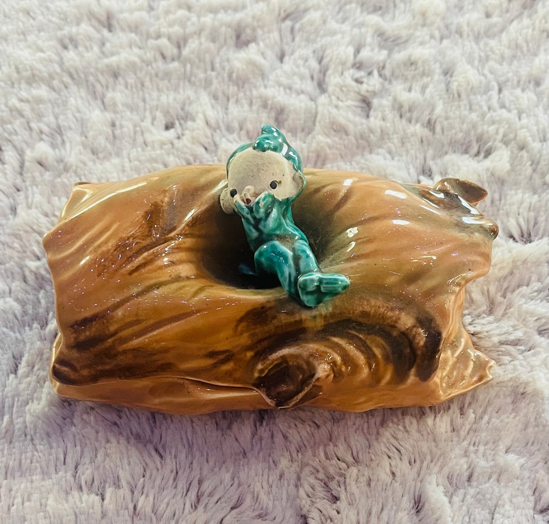 Ucago Baby Pixie Log Porcelain Trinket Box Vintage Elf Jewelry Box Made ...