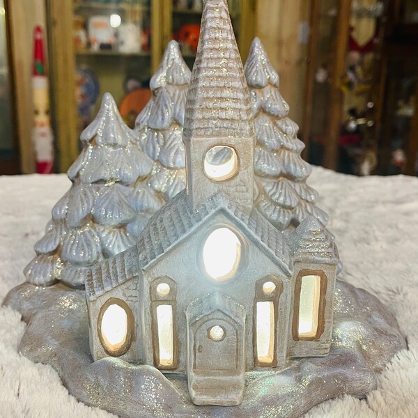 Lighted Ceramic Church - Etsy