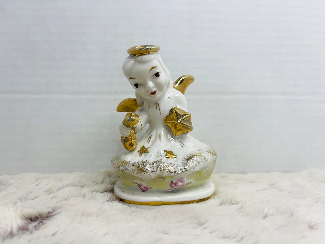 Gold Japan Angel Figurine Occupied Japan Angel Gold Trim Figurine With ...