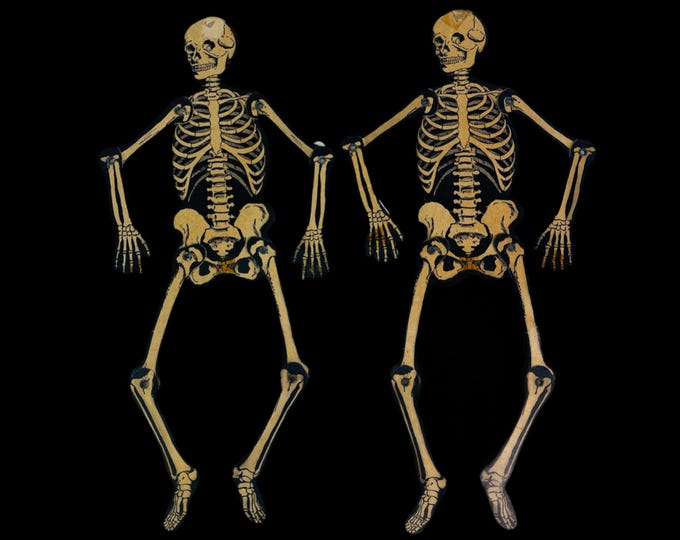 1950s Skeleton Articulated Die Cut Pair Vintage Halloween Jointed Wall ...