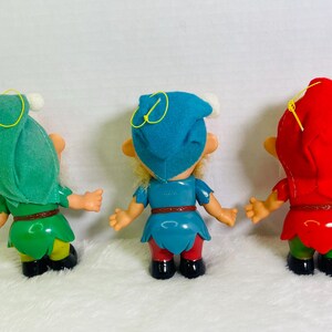 Set of 3 Rare Plastic Dwarf Elves Ornaments Vintage Gnome Pixie ...