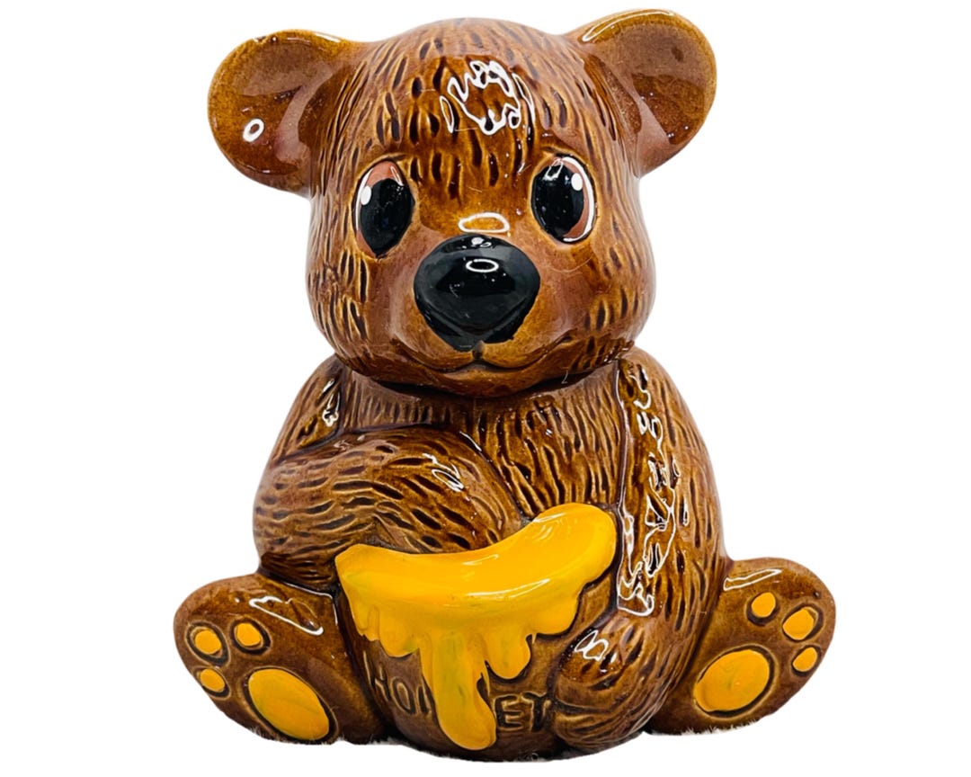 Ceramic Honey Bear Pot Jar Made in Taiwan Vintage Brown Teddy Bear ...