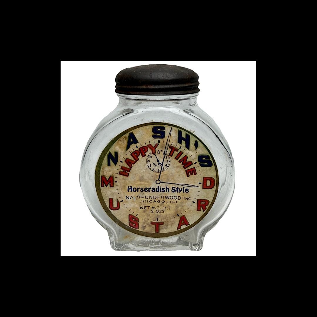 Nash’s Mustard Happy Time Clock Face Glass Jar Horseradish Style ...