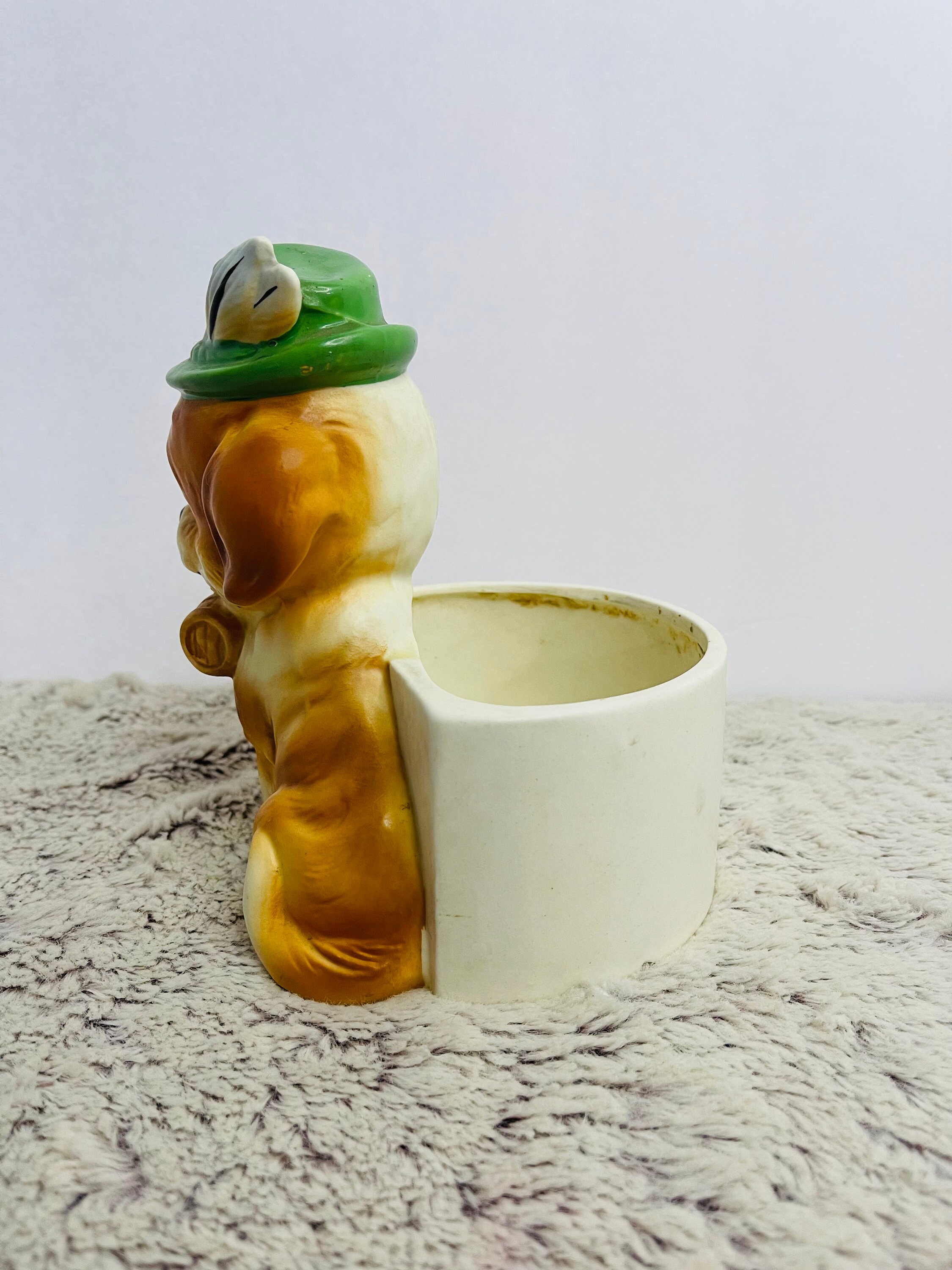 Lefton St. Bernard Planter Vintage Plants Porcelain Bisque Flower Pots ...