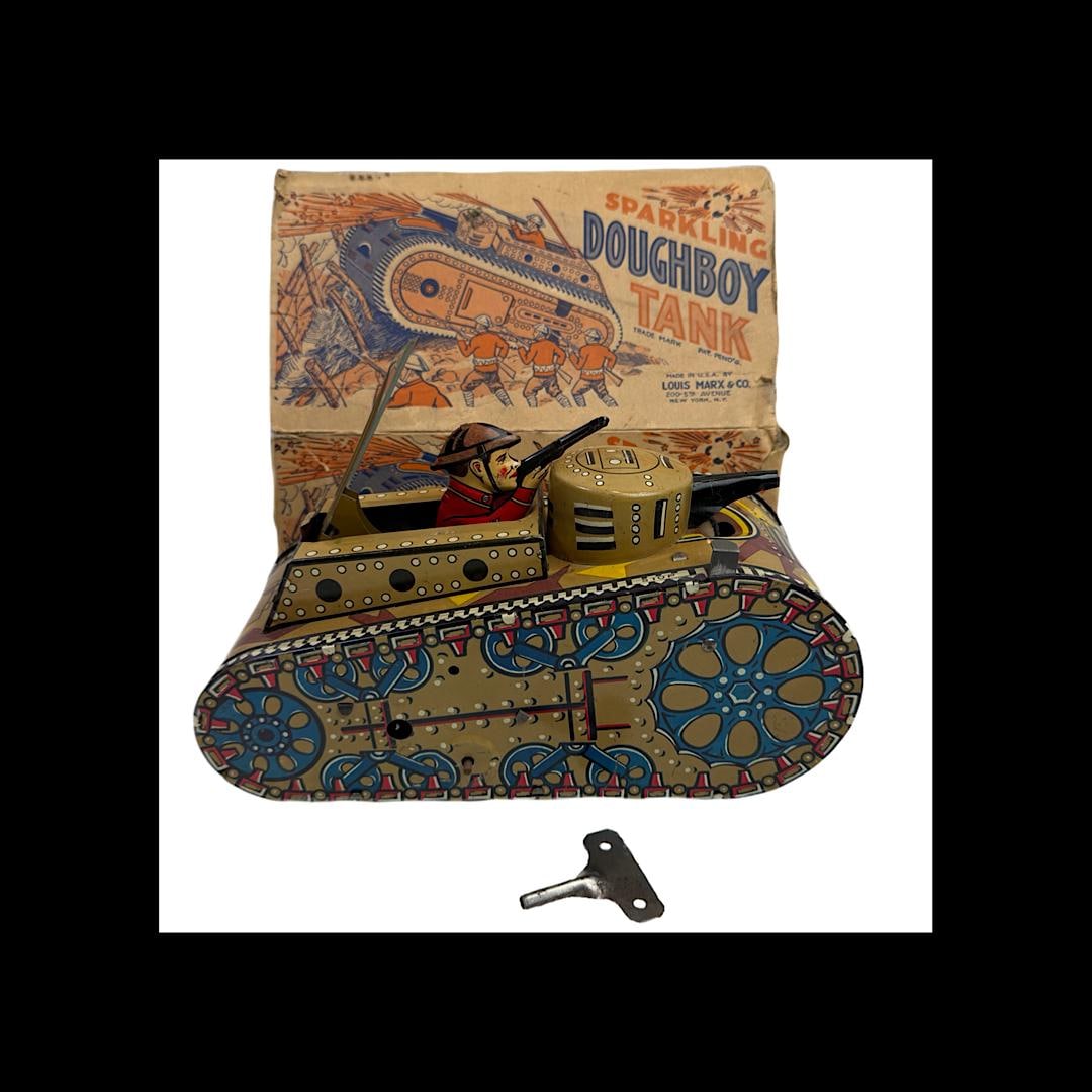 Marx Doughboy Tin Tank With Original Box & Key Louis Marx Wind up Tin ...
