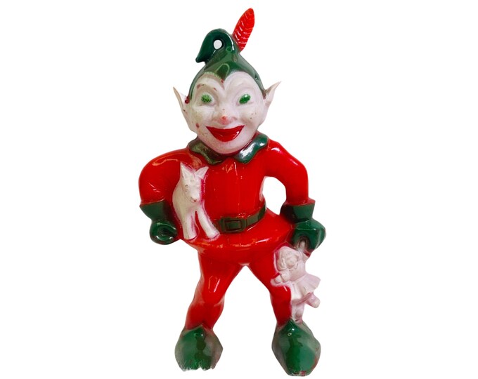 Rosbro Plastic Elf Ornament Celluloid Elf Pixie Figurine Rosen Rosbro ...