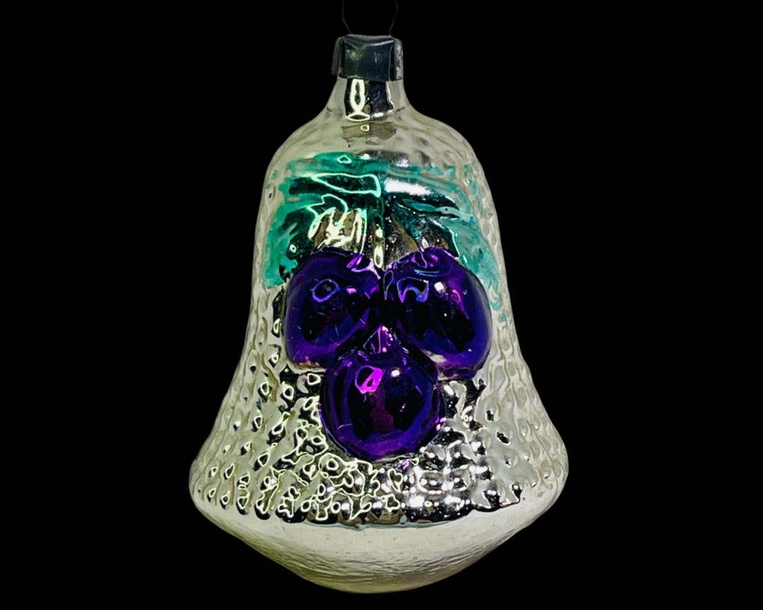 Rare Antique Embossed Cherries Bumpy Bell Glass Ornament West Germany ...